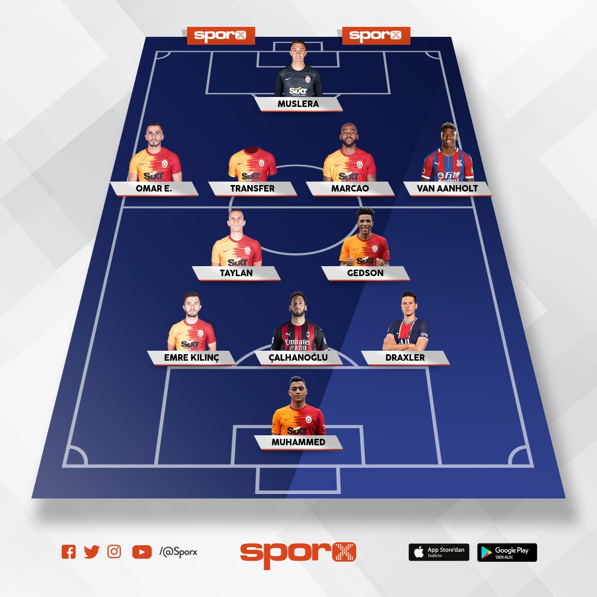 Galatasaray 2021 - 2022 sezonu ilk 11 ' i Sporx İlk11